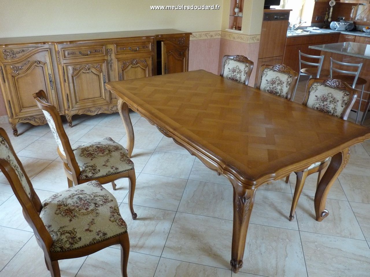 Table rectangulaire Louis XV chêne sculptée