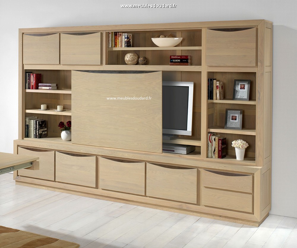 Bibliothèque moderne en bois massif- Bibliothèque en chêne naturel sur ...