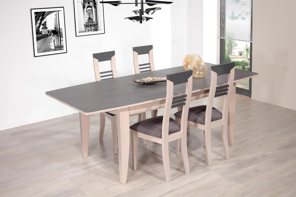 Table moderne en bois naturel plateau céramique